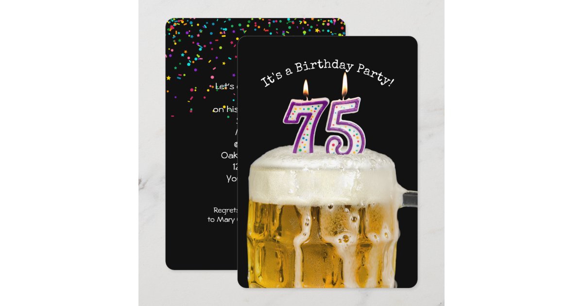 75th Birthday Beer Party Invitation | Zazzle