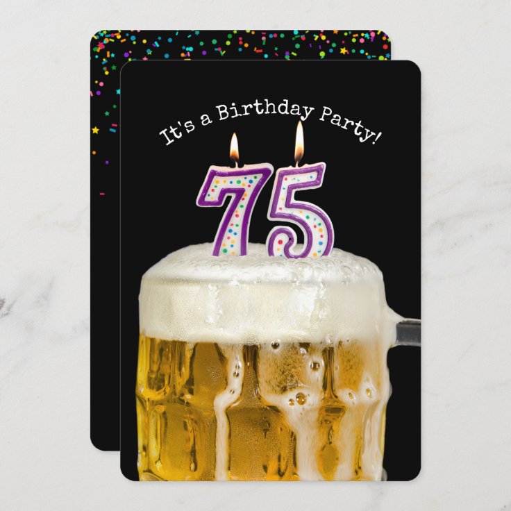 75th Birthday Beer Party Invitation | Zazzle