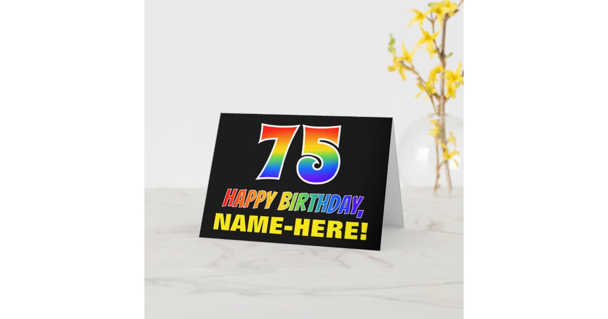 75th Birthday: Bold, Fun, Simple, Rainbow 75 Card | Zazzle