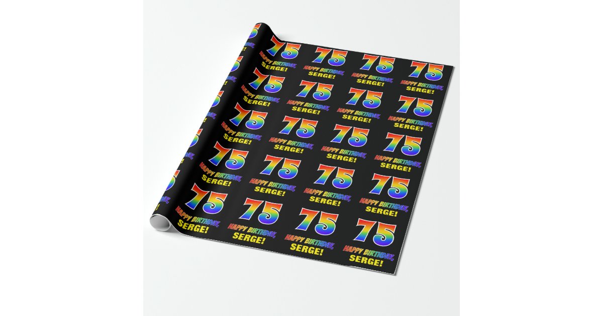 75th Birthday: Bold, Fun, Simple, Rainbow 75 Wrapping Paper | Zazzle