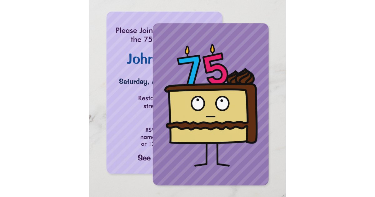 75th Birthday Cake with Candles Invitation | Zazzle