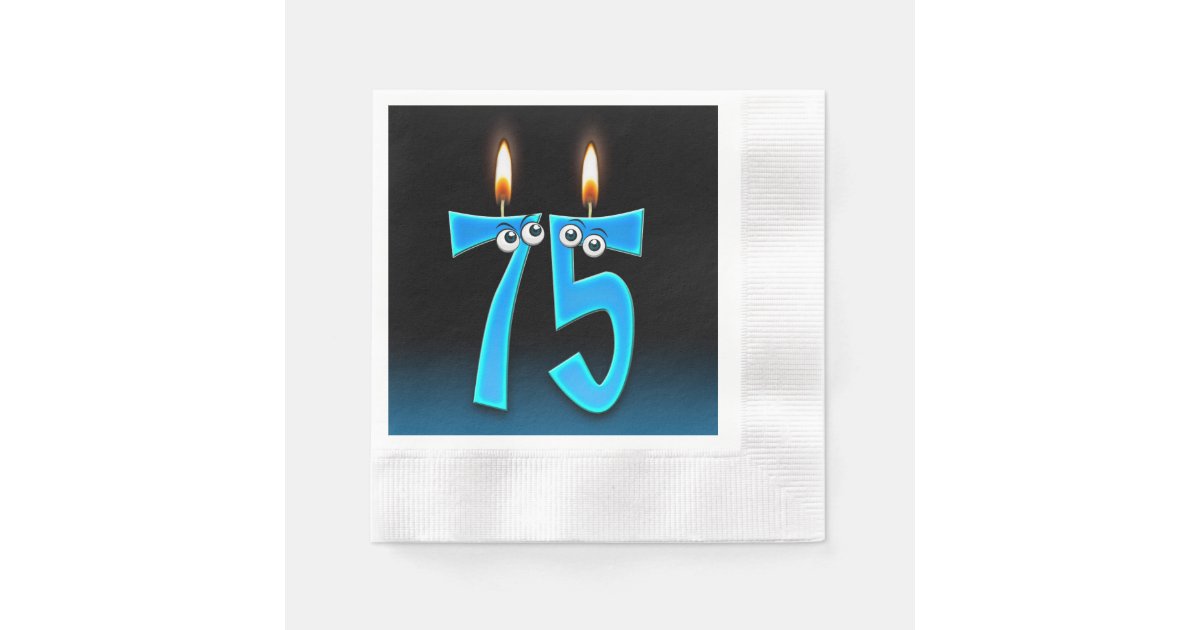75th birthday candle with eyeballs napkins | Zazzle