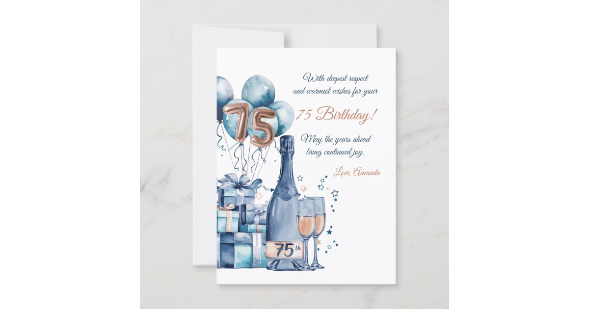75th Birthday Card Personalised for Men | Zazzle