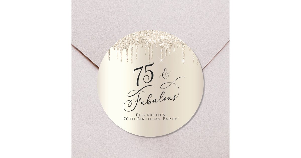 75th Birthday Gold Glitter Classic Round Sticker | Zazzle
