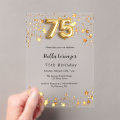 75th birthday gold stars clear acrylic invitations | Zazzle