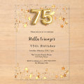 75th birthday gold stars clear acrylic invitations | Zazzle