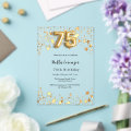 75th birthday gold stars clear acrylic invitations | Zazzle