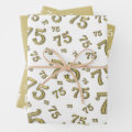 75th Birthday Gold & White Number Pattern 75 Wrapping Paper Sheets | Zazzle