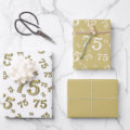 75th Birthday Gold & White Number Pattern 75 Wrapping Paper Sheets | Zazzle