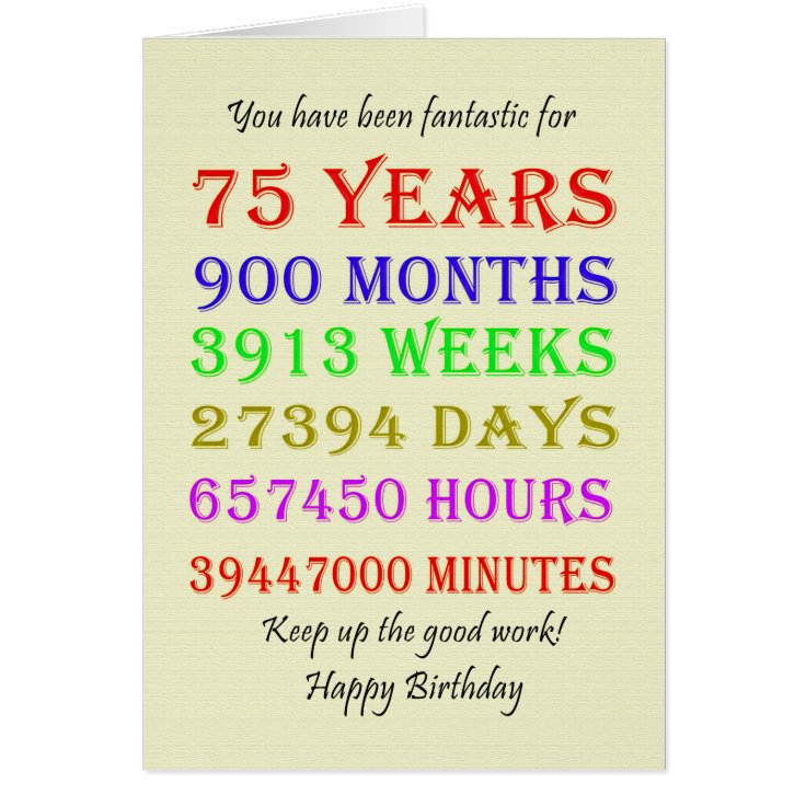 75th Birthday Milestones | Zazzle