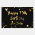 75th Birthday Modern Black and Gold Stars Sign | Zazzle