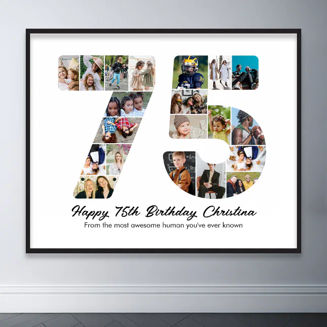 75th Birthday Number 75 Photo Collage Anniversary Poster | Zazzle