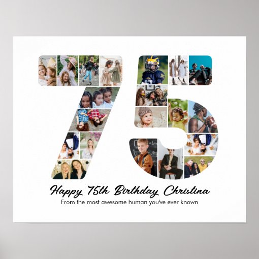75th Birthday Number 75 Photo Collage Anniversary Poster | Zazzle