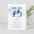 75th Birthday Party Coastal Blue Floral Number 75 Invitation | Zazzle