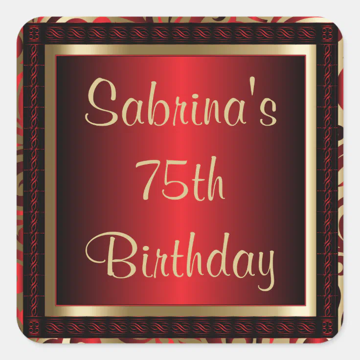 75th Birthday Party | DIY Text Square Sticker | Zazzle