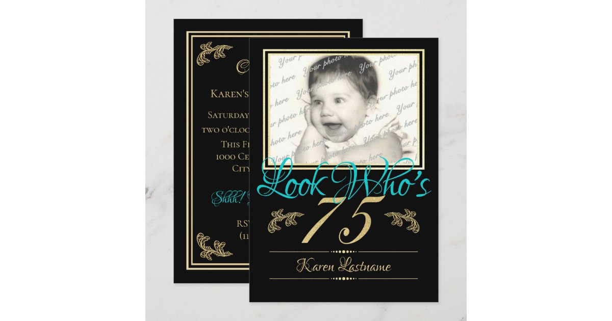 75th Birthday Party with Photo Invitation | Zazzle