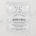 75th birthday silver glitter elegant invitation | Zazzle