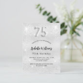 75th birthday silver glitter elegant invitation postcard | Zazzle