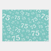 75th Birthday Teal & White Number Pattern 75 Wrapping Paper Sheets | Zazzle