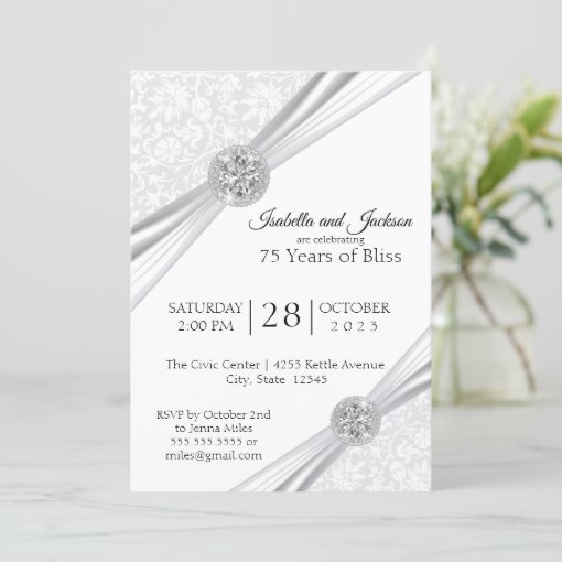 75th Diamond Anniversary Design Invitation | Zazzle