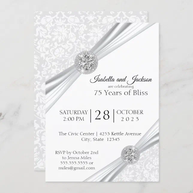 75th Diamond Anniversary Design Invitation | Zazzle