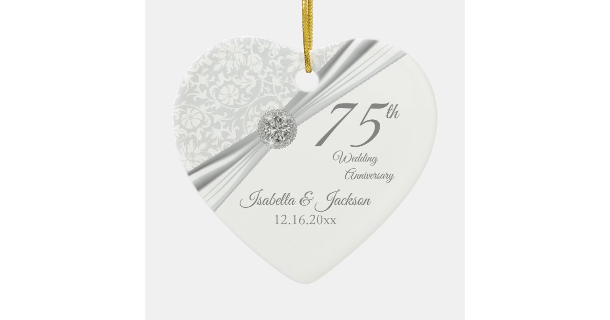 75th Diamond Wedding Anniversary Ceramic Ornament | Zazzle