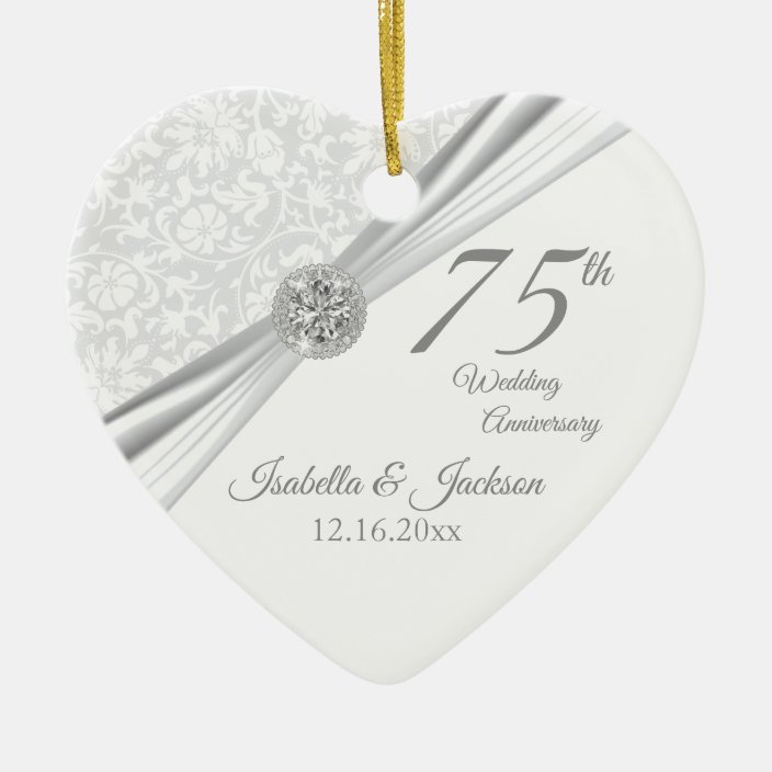 75th Diamond Wedding Anniversary Ceramic Ornament | Zazzle.com