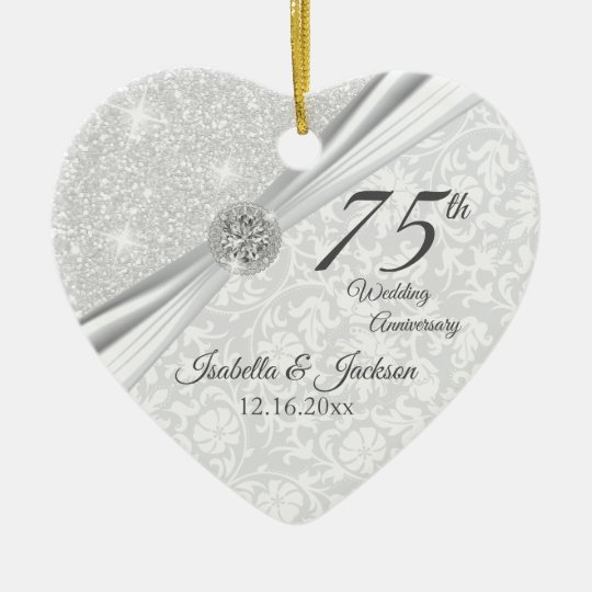 75th Diamond Wedding Anniversary Ceramic Ornament | Zazzle.com