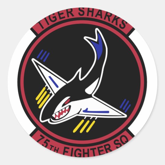 75th Fighter Squadron Tiger Sharks Classic Round Sticker | Zazzle.com