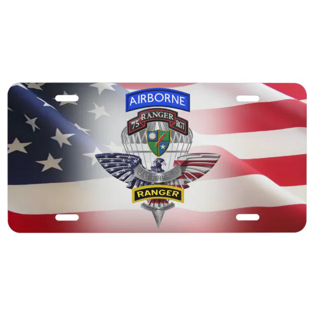 75th Ranger Regiment & Ranger Tab Flag License Plate | Zazzle