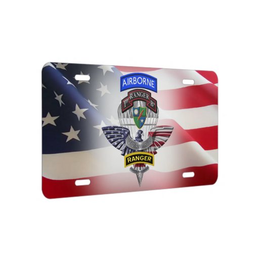 75th Rangers 1st BAT with American Flag License Plate | Zazzle