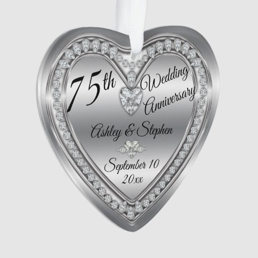 75th Wedding Anniversary Diamond Photo Keepsake Ornament | Zazzle
