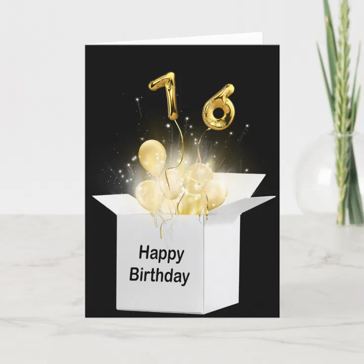 76th Birthday Balloons In White Box Card | Zazzle