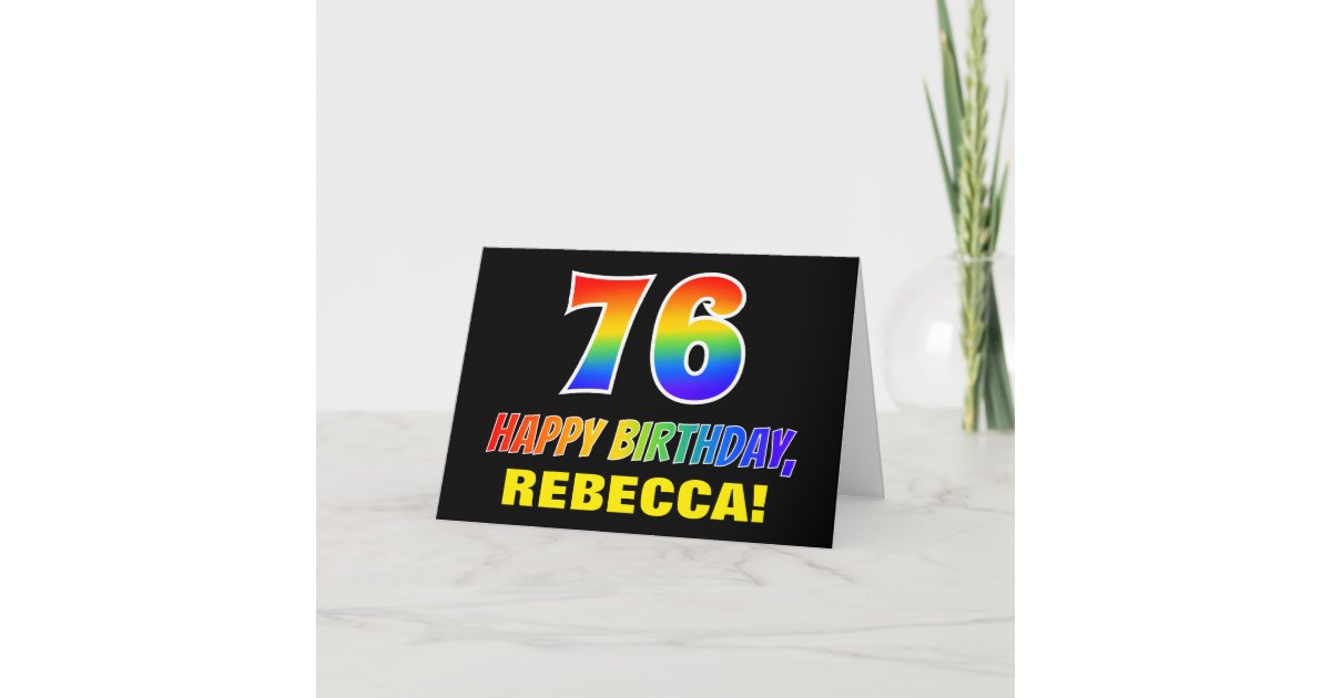76th Birthday: Bold, Fun, Simple, Rainbow 76 Card | Zazzle