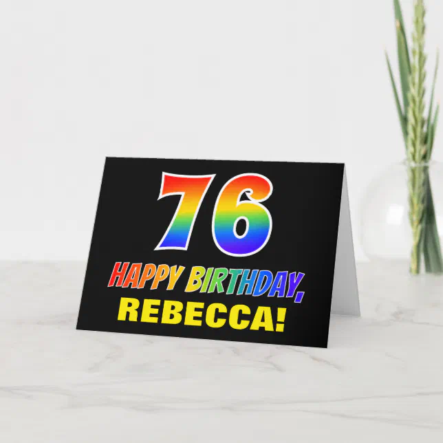 76th Birthday: Bold, Fun, Simple, Rainbow 76 Card | Zazzle