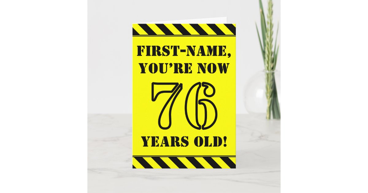 76th Birthday: Fun Stencil Style Text, Custom Name Card | Zazzle