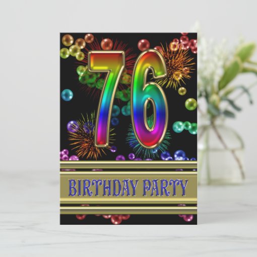 76th Birthday party Invitation with bubbles | Zazzle