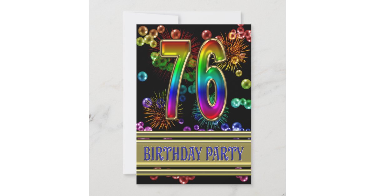76th Birthday party Invitation with bubbles | Zazzle