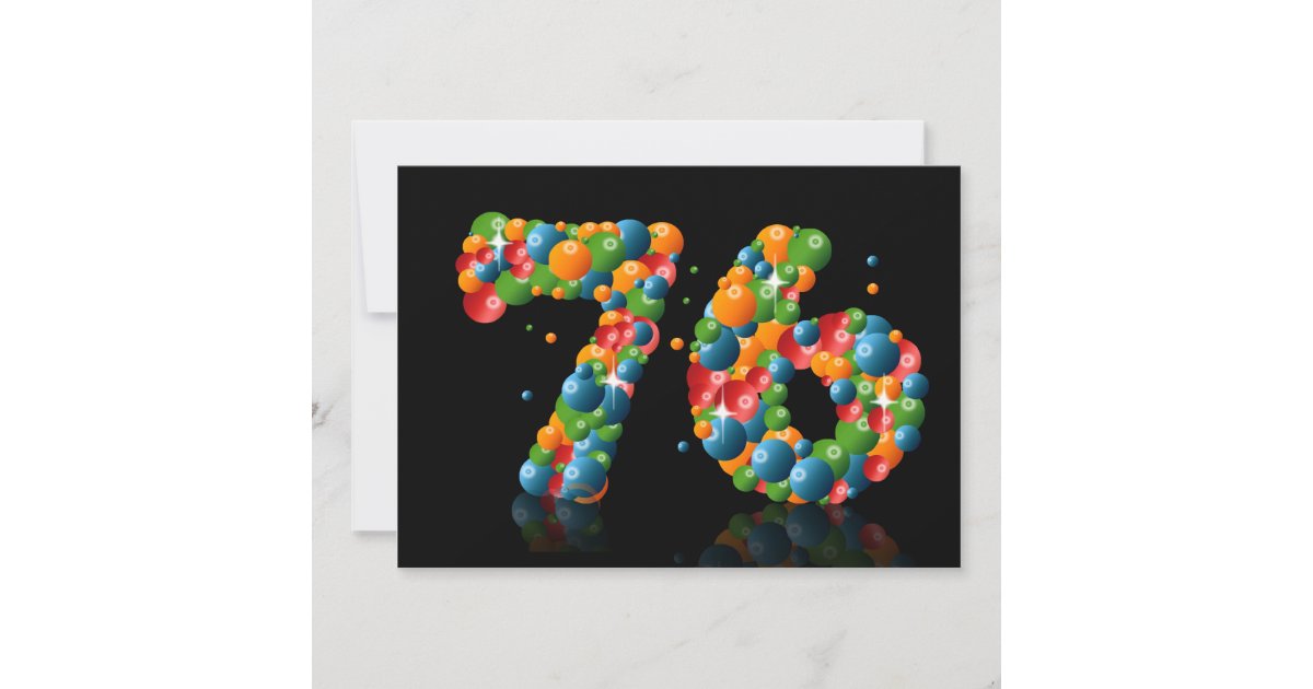 76th Birthday party, with bubbles and balls Invitation | Zazzle