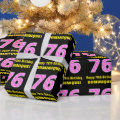 76th Birthday: Pink Stripes and Hearts "76" + Name Wrapping Paper | Zazzle