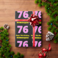 76th Birthday: Pink Stripes and Hearts "76" + Name Wrapping Paper | Zazzle