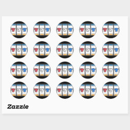 777 Lucky Slot Machine Classic Round Sticker | Zazzle