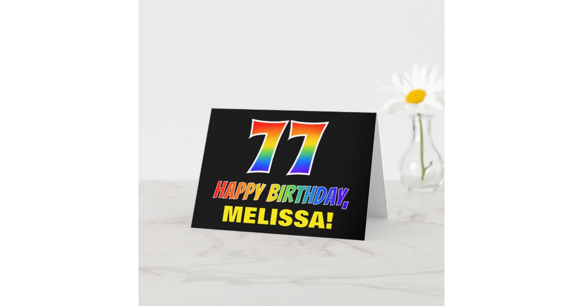 77th Birthday: Bold, Fun, Simple, Rainbow 77 Card | Zazzle