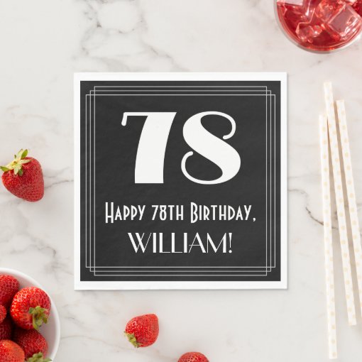 78th Birthday ~ Art Deco Inspired Look "78", Name Napkins | Zazzle