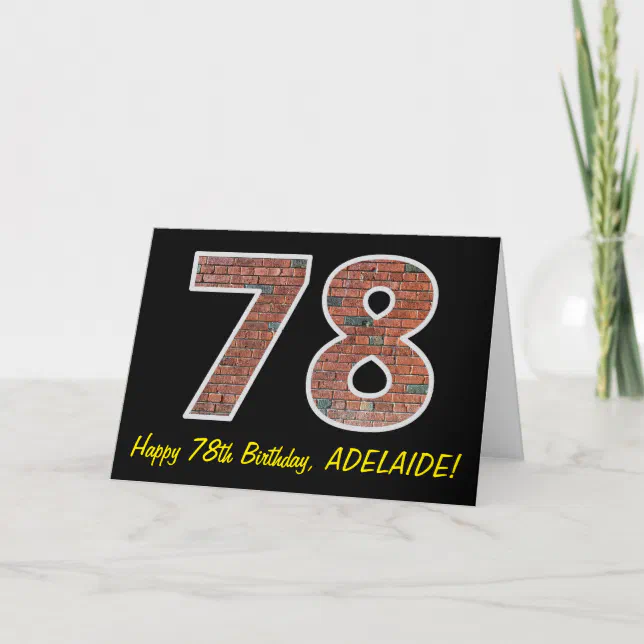 78th Birthday - Brick Wall Pattern "78" w/ Name Card | Zazzle