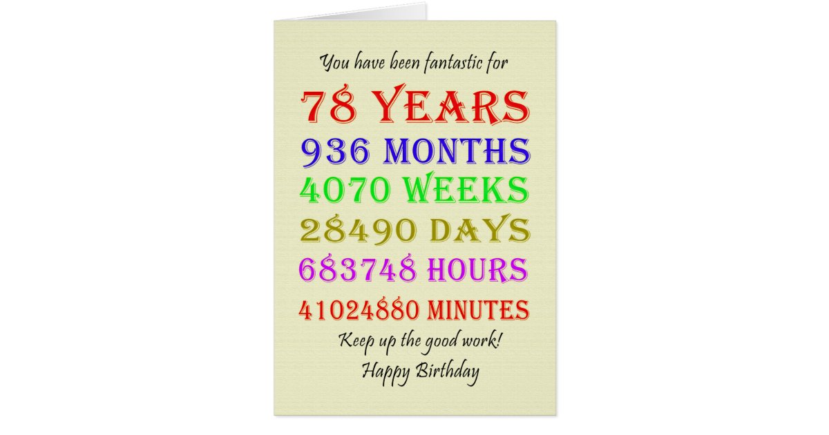 78th Birthday Milestones | Zazzle