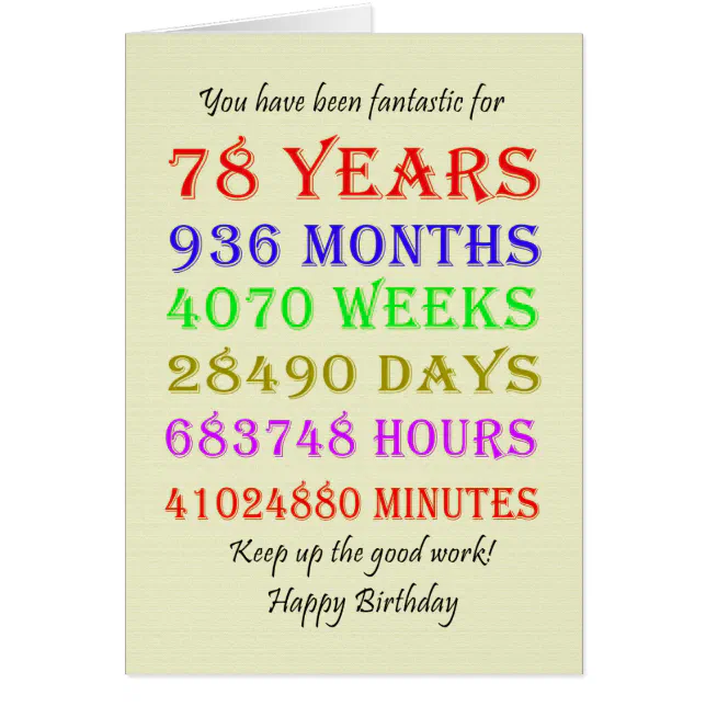 78th Birthday Milestones | Zazzle