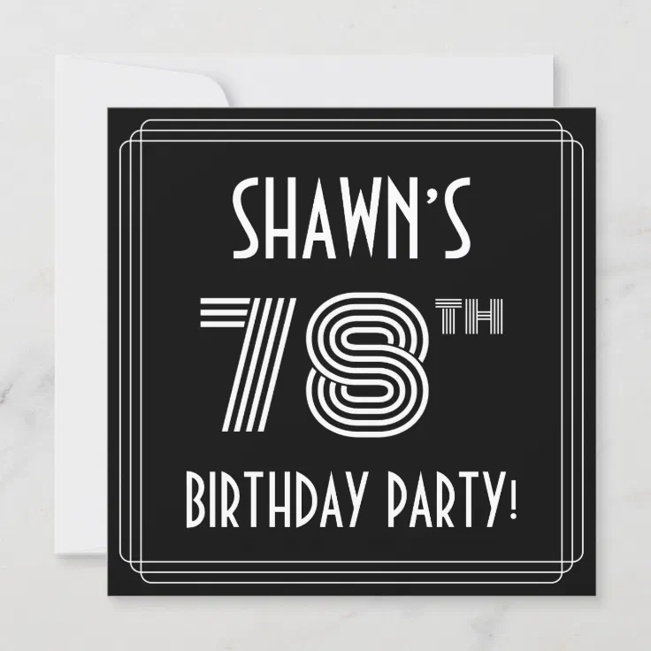 78th Birthday Party: Art Deco Style w/ Custom Name Invitation | Zazzle