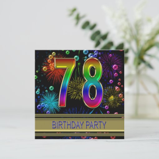 78th Birthday party Invitation with bubbles | Zazzle