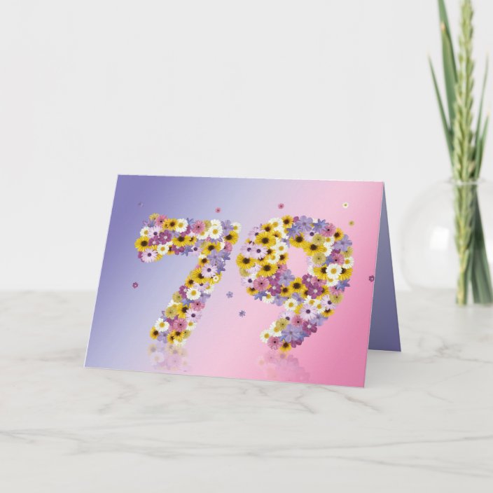 79th birthday card with flowery letters | Zazzle.com